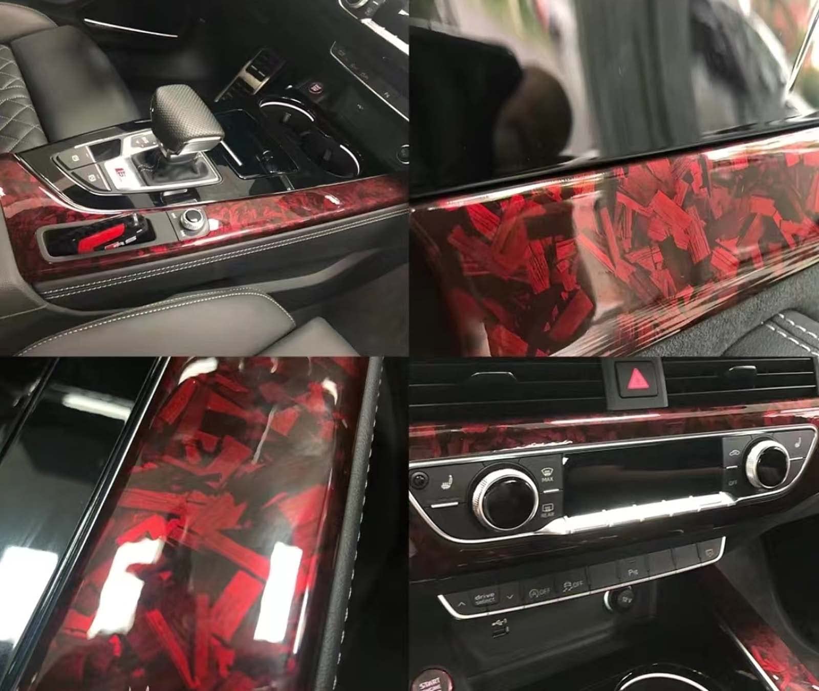 ASENDIWAY Red Forged Gloss Carbon Fiber Vinyl Wrap Roll Stretchable Decal Sticker Film Sheet Air Release DIY Decoration Vinyl