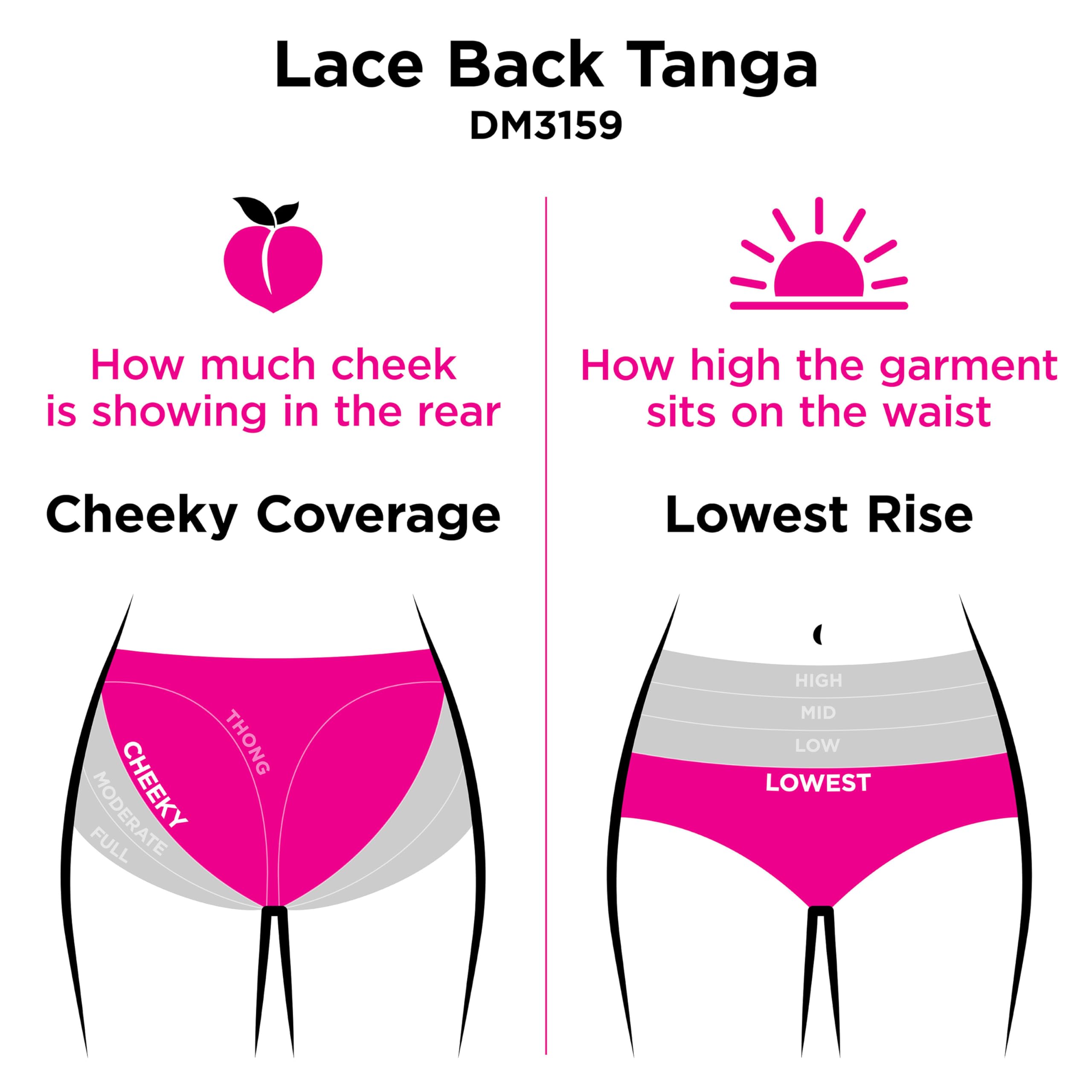 Maidenform Women's Underwear, Lace Tanga, Cheeky Panties, Solid or Assorted, 3-Pack, Black/Floral Delight/Camera Redy