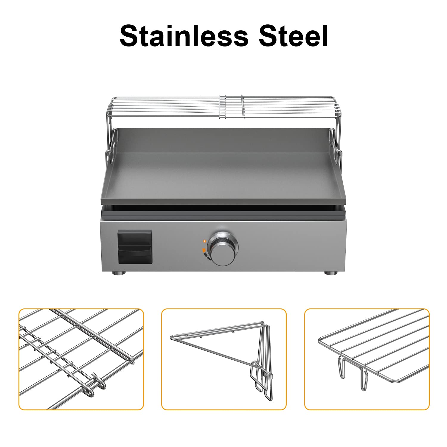 BMMXBI Universal Griddle BBQ Warming Rack for Blackstone Griddle Accessories 17/22/28/36 Inch, Parts for CharBroil 19952085 Blue Rhino Razor Griddle Pit Boss PB336GS, 2"~45" L Grill Rack