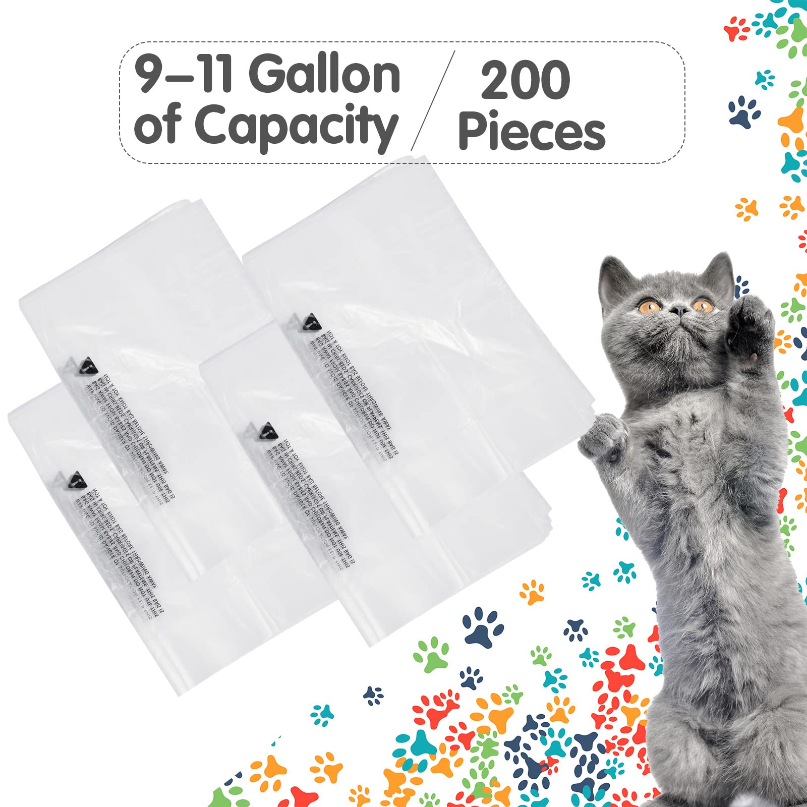 Harloon 200 Count Cat Litter Liner Bags Waste Drawer Liners Replacement 9-11 Gallons Liner Bags Jumbo Litter Box Liner Compatible with Litter-Robot 3/4 for Cat Kitten Pan Waste Bin Disposal