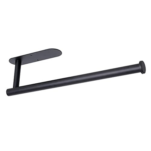 Paper Towel Holder Under Cabinet, Self Adhesive Wall Mount Paper Towel Rack, Towel Paper Bar for Kitchen, Pantry, Sink, Bathroom, SUS304 Stainless Steel 13 inch(Black) (Black, 1)