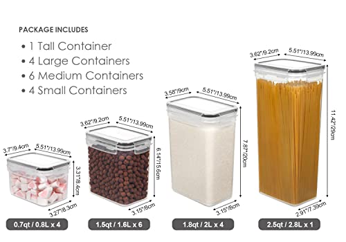 Vtopmart Airtight Food Storage Containers Set with Lids, 15pcs BPA Free Plastic Dry Food Canisters for Kitchen Pantry Organization and Storage, Dishwasher safe,Include 24 Labels, Black