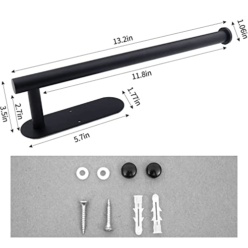 Paper Towel Holder Under Cabinet, Self Adhesive Wall Mount Paper Towel Rack, Towel Paper Bar for Kitchen, Pantry, Sink, Bathroom, SUS304 Stainless Steel 13 inch(Black) (Black, 1)