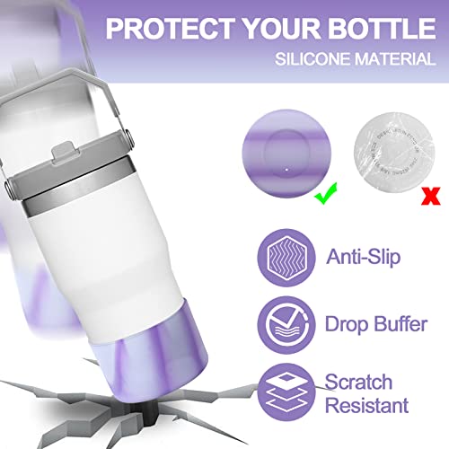 WUQID Protective Mixed Silicone Boot Sleeve 2PC Compatible with Stanley 20 30 40oz & Hydroflask 12oz-40oz Bottles/Tumbler Anti-Slip Bottom Sleeve Cover for All Bottles Bottom Width of 2.83-2.95in