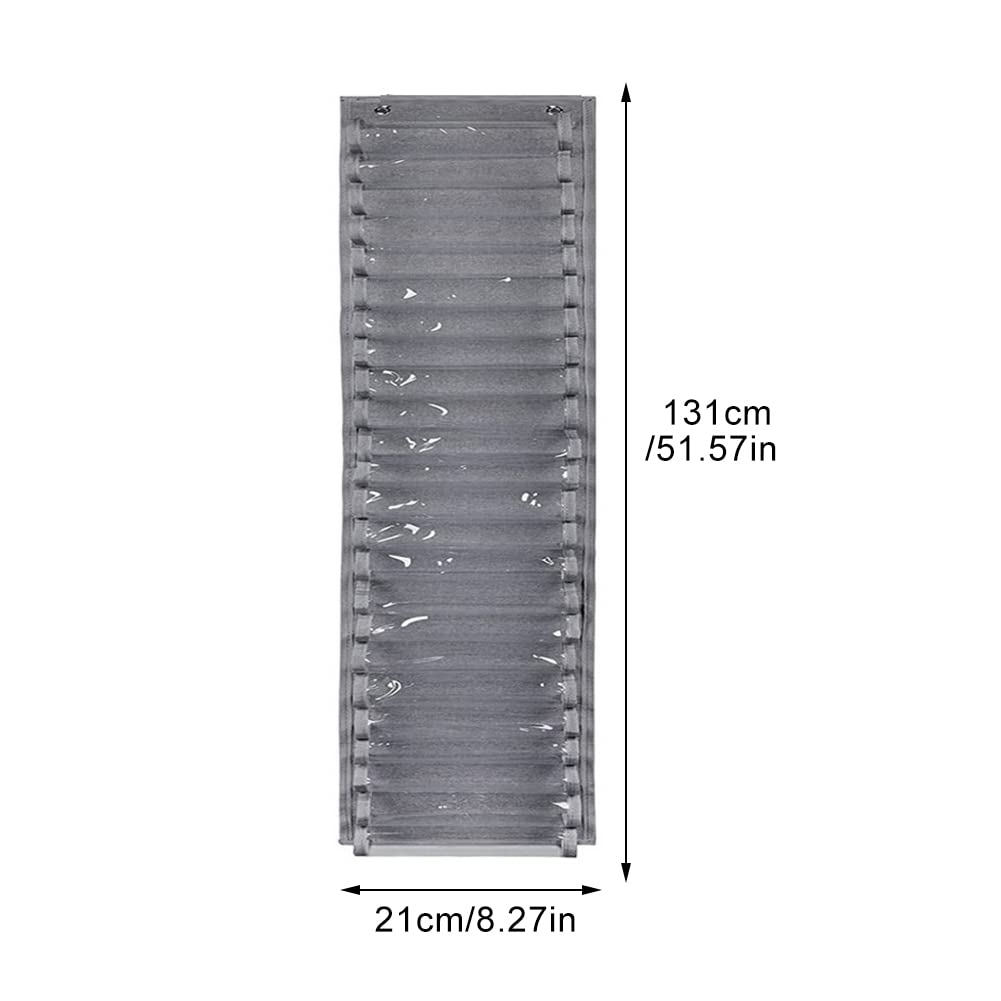 Pilarmuture Vinyl Roll Holder with 24 Compartments, Vinyl Storage Organizer Rack Wall Mount/Hanging Over The Door,Craft Vinyl Roll Storage with Upgrade Door Hooks and Strap for Craft Room(Grey)