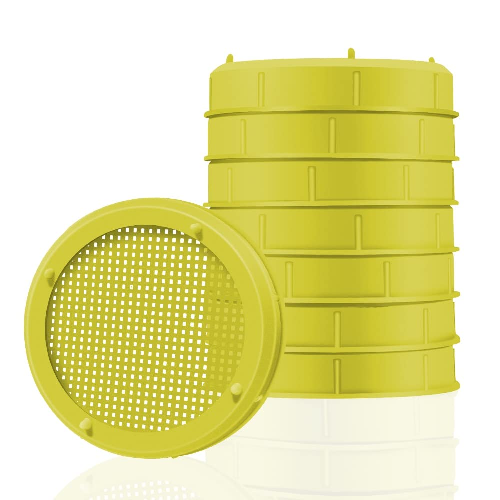 Picowe Plastic Sprouting Lids, Sprouting Jar Strainer Lid, for 86mm Wide Mouth Mason Jars, Canning Jars, Suit for Grow Bean Sprouts, Alfalfa, Salad Sprouts(8 Pack,Yellow)