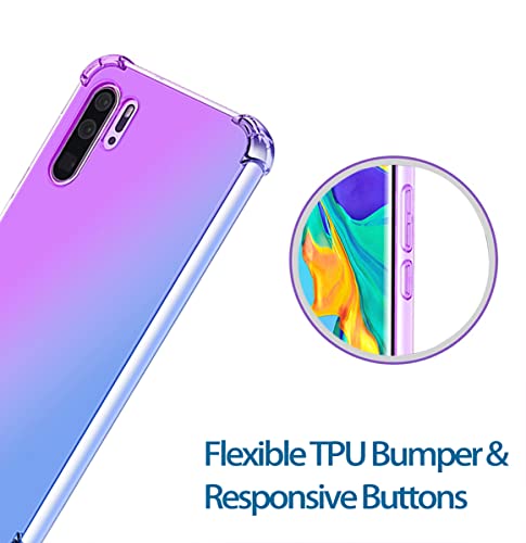 KOARWVC Case for Huawei P30 Pro Case VOG-L29 VOG-L04 Case, Crystal Clear Case Gradient Slim Anti Scratch TPU Shockproof Protective Phone Cases Cover for Huawei P30 Pro Purple/Blue