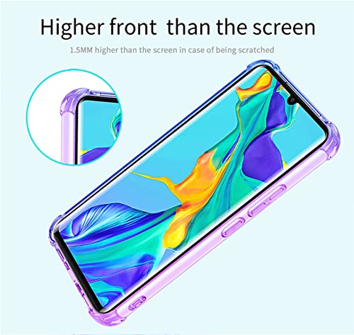 KOARWVC Case for Huawei P30 Pro Case VOG-L29 VOG-L04 Case, Crystal Clear Case Gradient Slim Anti Scratch TPU Shockproof Protective Phone Cases Cover for Huawei P30 Pro Purple/Blue