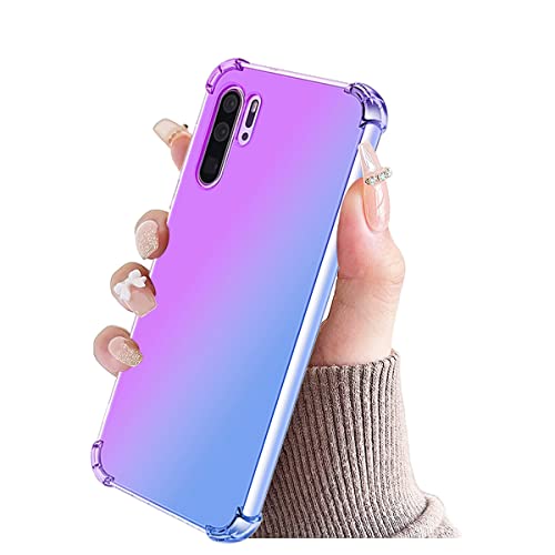 KOARWVC Case for Huawei P30 Pro Case VOG-L29 VOG-L04 Case, Crystal Clear Case Gradient Slim Anti Scratch TPU Shockproof Protective Phone Cases Cover for Huawei P30 Pro Purple/Blue