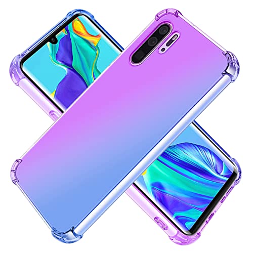 KOARWVC Case for Huawei P30 Pro Case VOG-L29 VOG-L04 Case, Crystal Clear Case Gradient Slim Anti Scratch TPU Shockproof Protective Phone Cases Cover for Huawei P30 Pro Purple/Blue