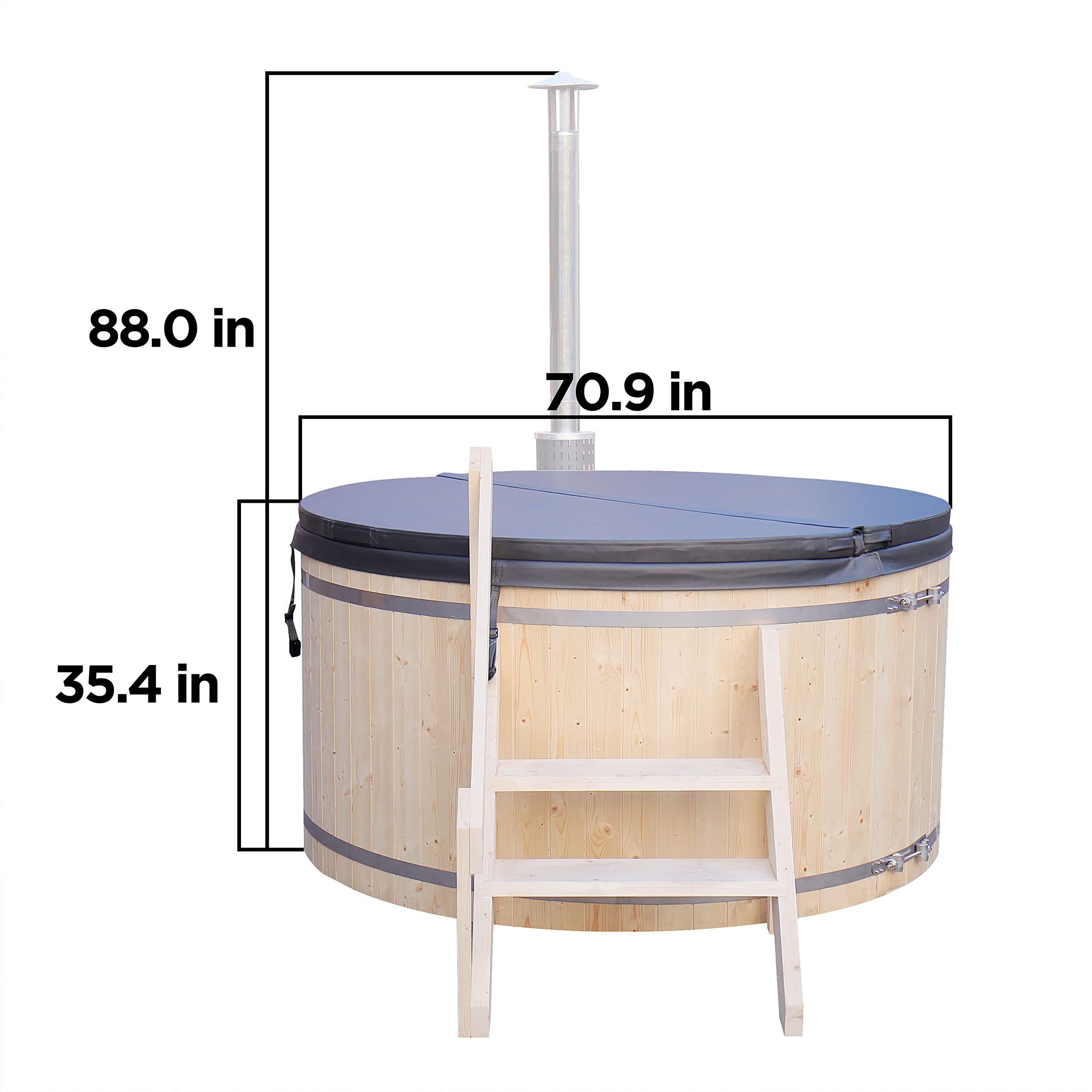 Wood-Fired Hot Tub and Ice Bath | Wood-Burning Hot Tub | Cold-Plunge Tub | 4-5 Person | 422 Water Gallon Capacity | Pine