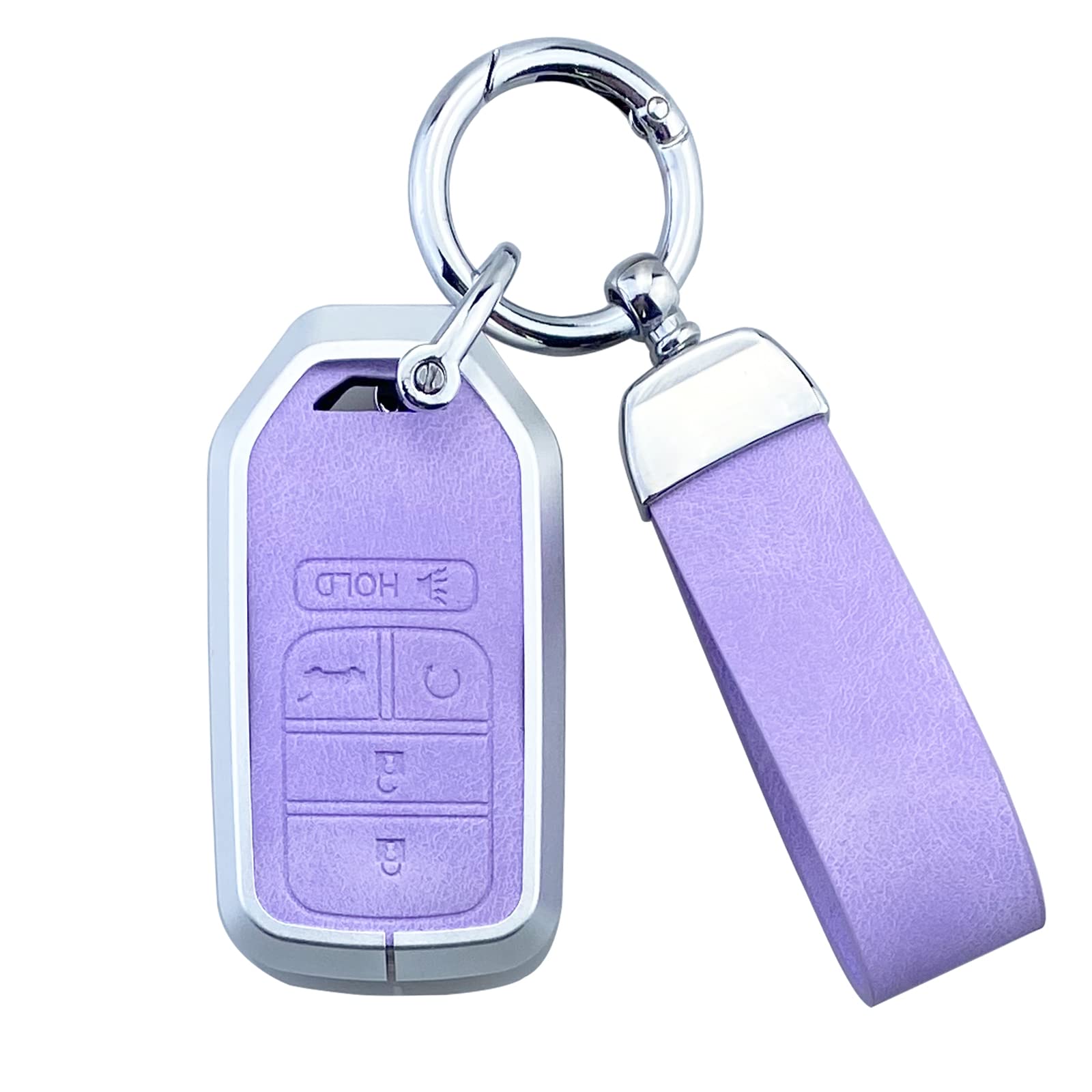 Yuebutor Aluminum Alloy Key Fob Cover Case Compatible with Honda Accord Civic Pilot CRV HRV CRZ Fit Odyssey Passport Jed Crider Crosstour Crider Spirior Accessories (Purple)