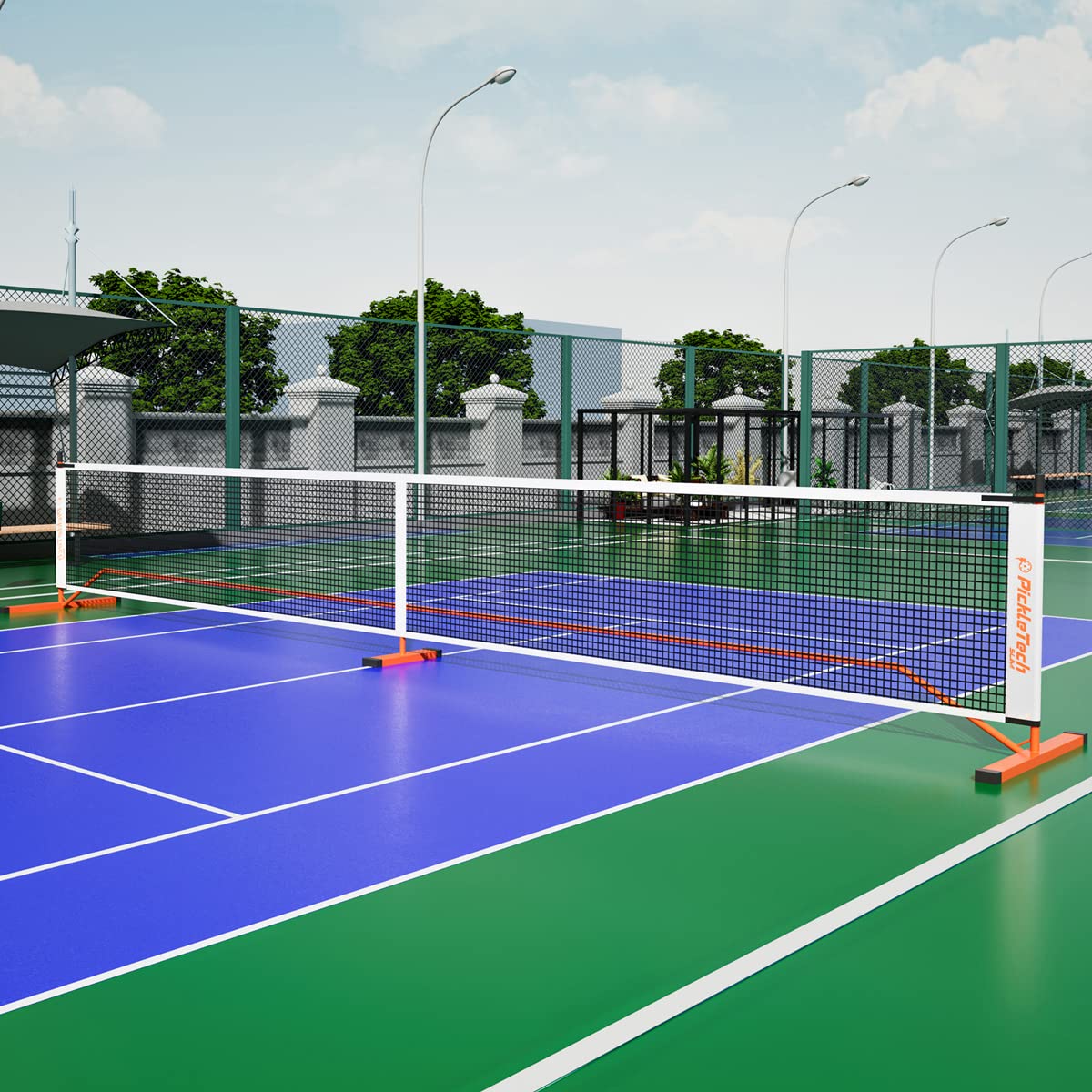 PICKLETECH 4.0 Slim Version Pickleball Net Portable Outdoor, 22 FT Pickleball Net-USAPA Regulation Size-Pickle Ball Net System with Carrying Bag for Driveway