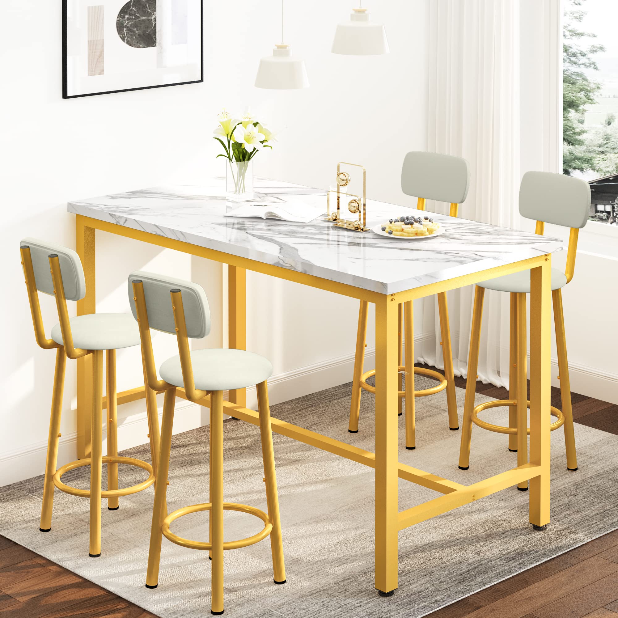 AWQM Dining Table, White & Gold
