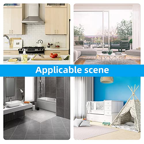 Floor Transition Strip, Self Adhesive Laminate Floor Cover Strips, 1.57" Flat Vinyl Flooring Transitions Strip for Tile, Wood, Laminate Joins Gap, Elegant Wood Grain (6.6FT, White)