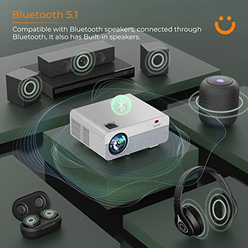 YABER Pro Y9 5G WiFi Bluetooth Projector, 15000LM 460 ANSI Native 1080P Projector 4K Support, Outdoor Movie Projector with Screen, Max 500" 4P/4D Keystone 50% Zoom Full Sealed Optical 4K Projector