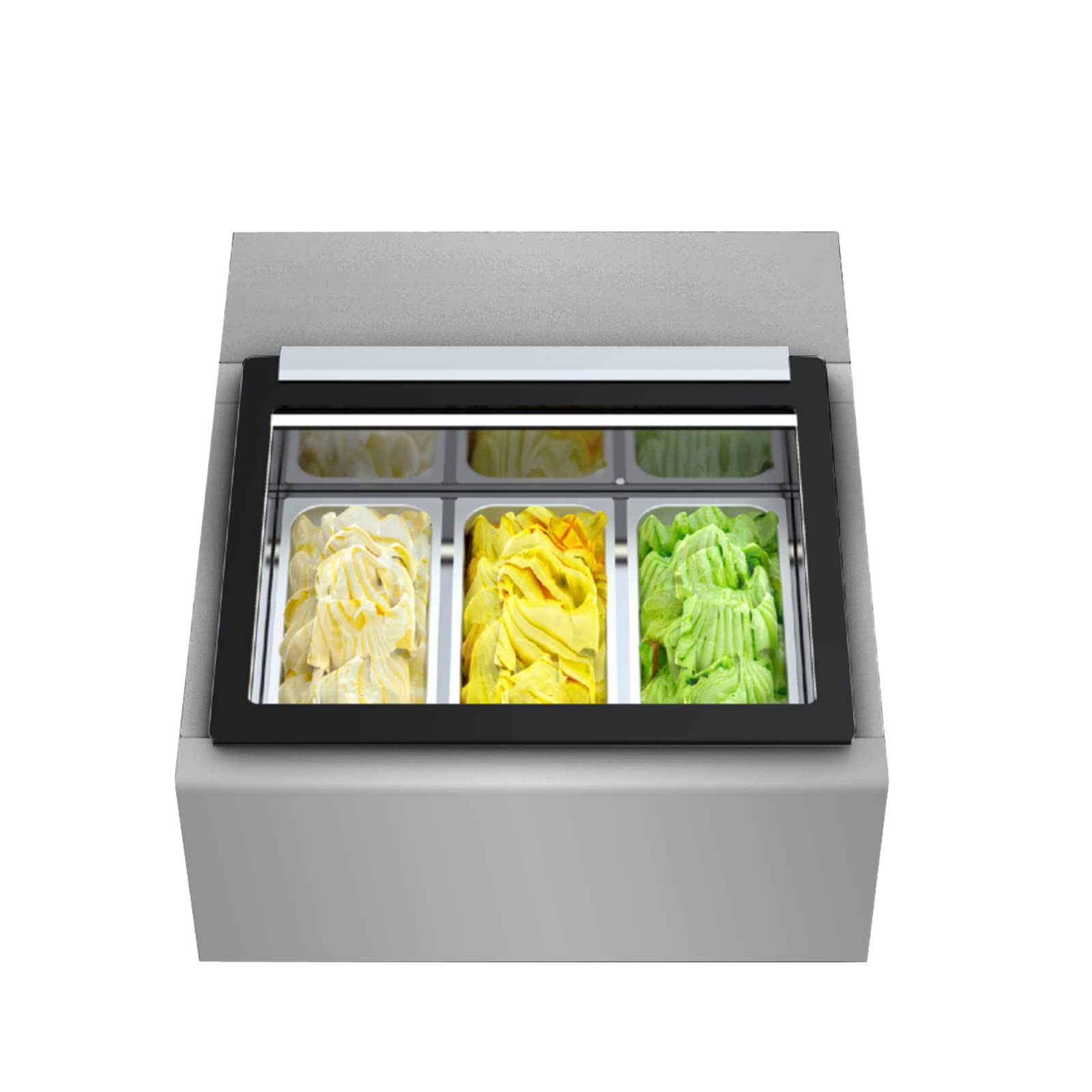 Mvckyi Commercial Display Refrigerator, Countertop 3 1/3GN PAN Hard Ice Cream Dipping Cabinet Chest Refrigerated, White Gelato Ice Cream Freezer Display Refrigerators with LED Lighting