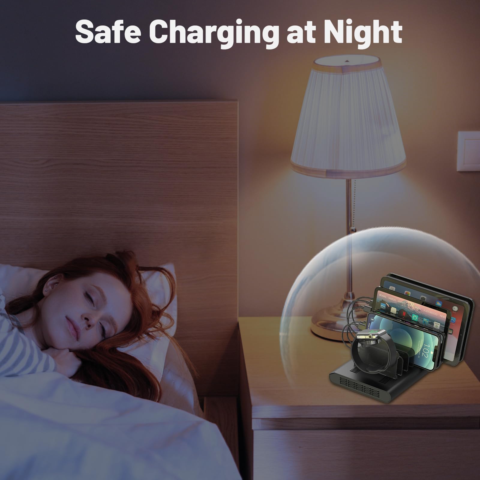 Multi USB Charging Station Unitek 96W 10 Ports Fast Charging Dock with 2 QC 3.0 & 2 PD 18W Charger Station Organizer for Multiple Devices Designed for iPad, iPhone, Tablet, iwatch, Laptop
