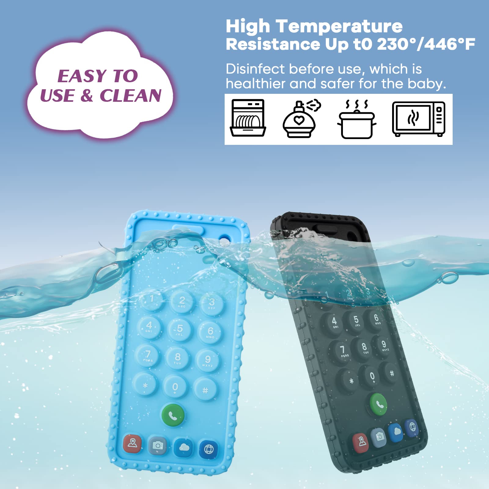 Baby Teething Toys, 2 Pack Teething Toys for Babies 0-6 Months 6-12 Months, Baby Teether Baby Toys 3-6 Months 6 to 12 Months, Cell Phone Baby Teether, Teethers for Babies 0-6 Months 6-12 Months