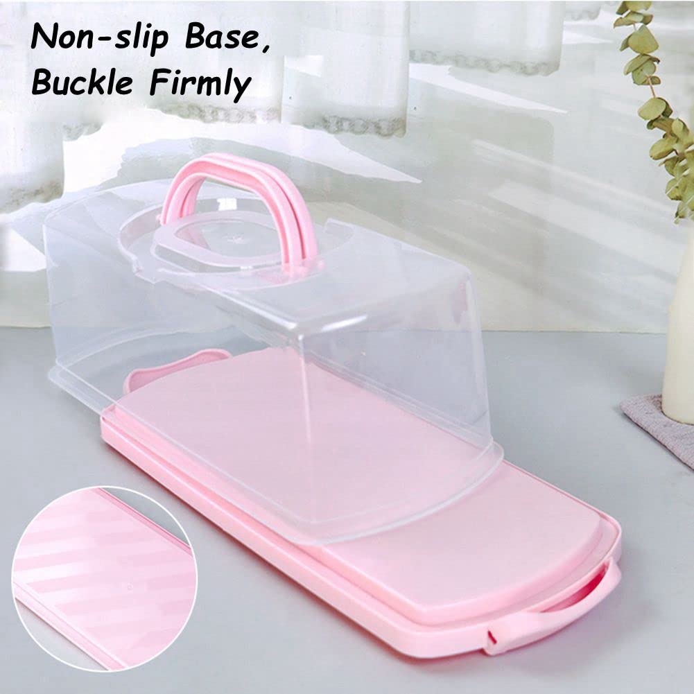 14 inch Square Cake Carrier Holder With Lid and Handle,Reusable Cupcake Package Box Perfect for Transporting Cakes,Pie,Toast,Desserts