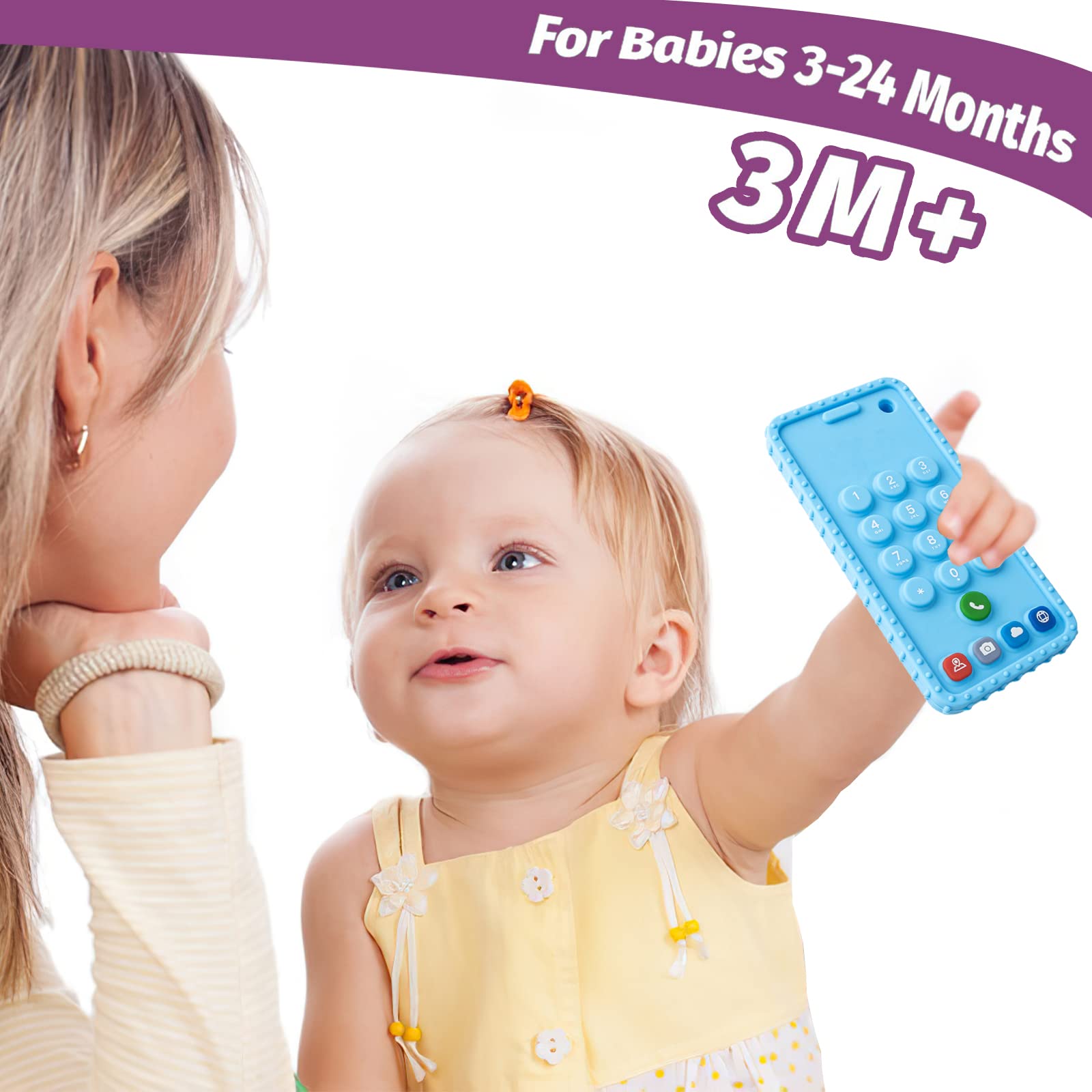 Baby Teething Toys, 2 Pack Teething Toys for Babies 0-6 Months 6-12 Months, Baby Teether Baby Toys 3-6 Months 6 to 12 Months, Cell Phone Baby Teether, Teethers for Babies 0-6 Months 6-12 Months