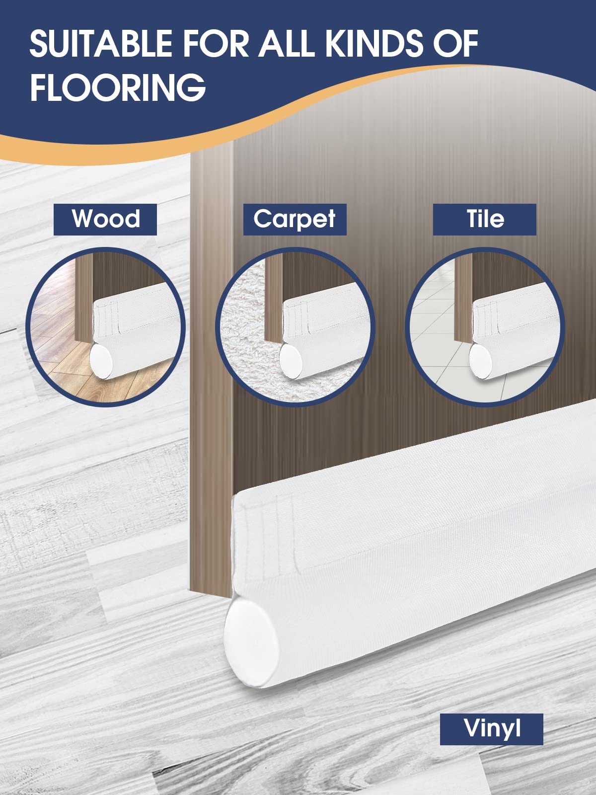 Door Draft Stopper, Draft Stopper for Bottom of Door 36inch, Adjustable Door Soundproofing Sweep Noise Blocker for Interior Exterior Doors