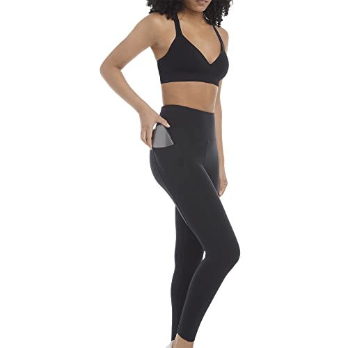 Danskin Women's High Rise Contour Bonded Ankle Leggings, Black Salt, Small