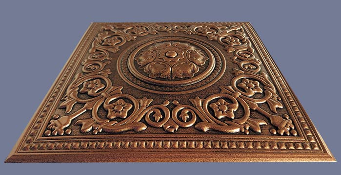 Majesty Foam Ceiling Tiles - 20"x20" Square - by Antique Ceilings (Antique Copper) - 8 Tiles Pack