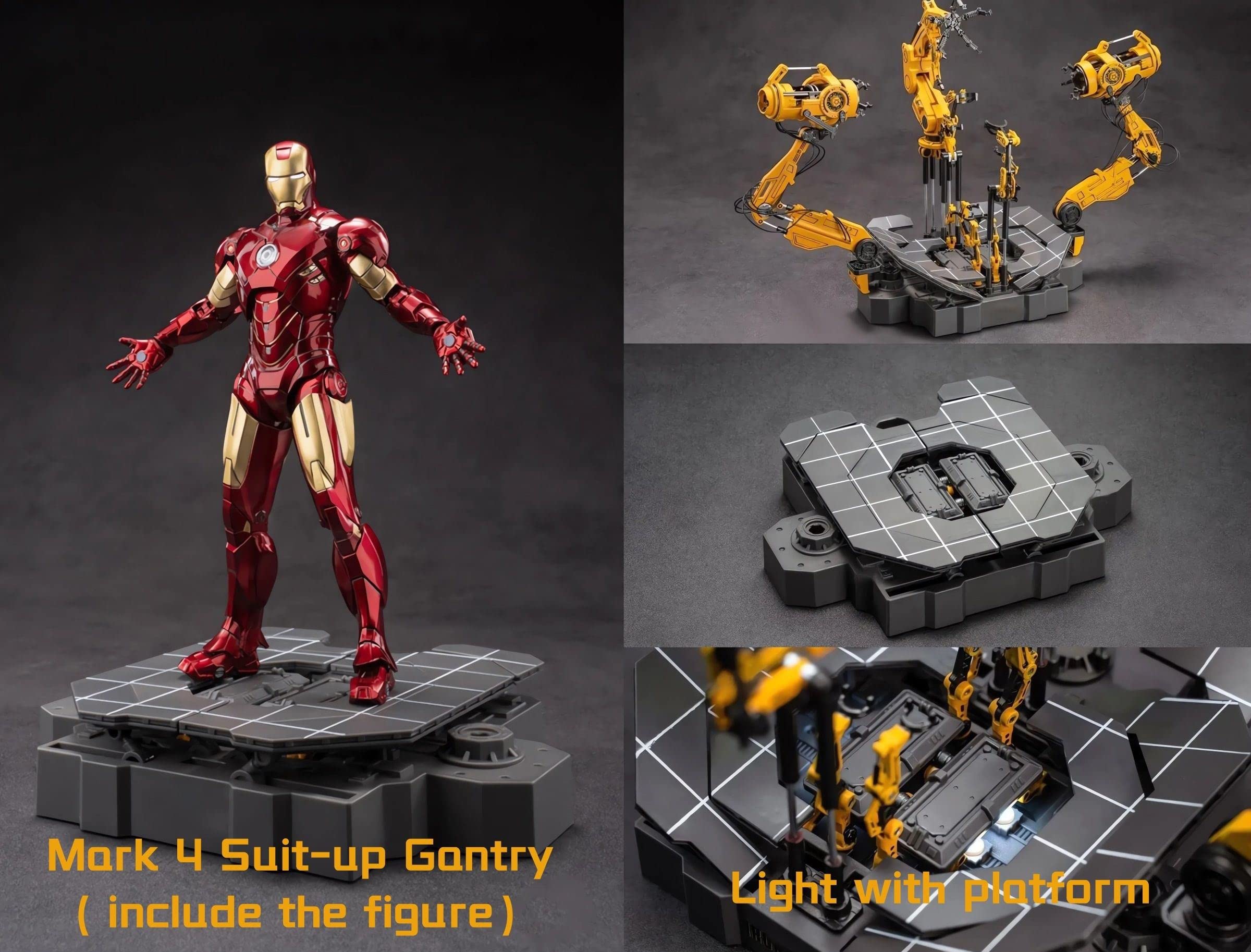 BANOBI Ironman MK4 Suit-up Gantry,7 Inch Action Figure,Collectible Ironman Scence,Light with Platform