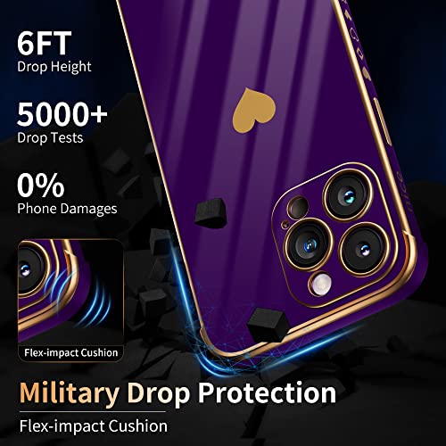 Jmltech Designed for iPhone 14 Pro Max Case Silicone for Women Girls Cute Design Soft Silicone Camera Protection Protective Lovely Heart Phone Cases for iPhone 14 Pro Max 6.7" (Dark Purple)