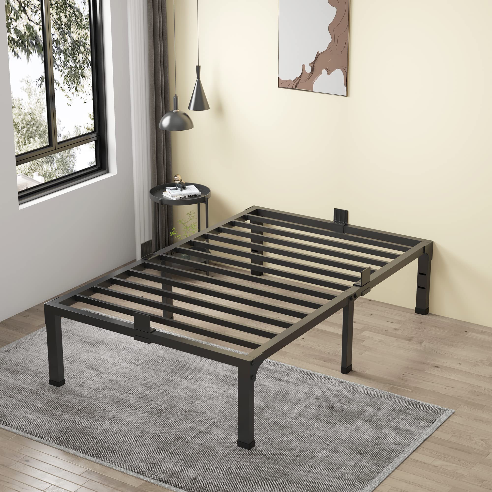 MAF 12 Inch Twin Bed Frames with Mattress Slide Stopper Black Heavy Duty Metal Platform Bed Frame Steel Slat Support, No Box Spring Needed, Noise Free, Easy Assembly