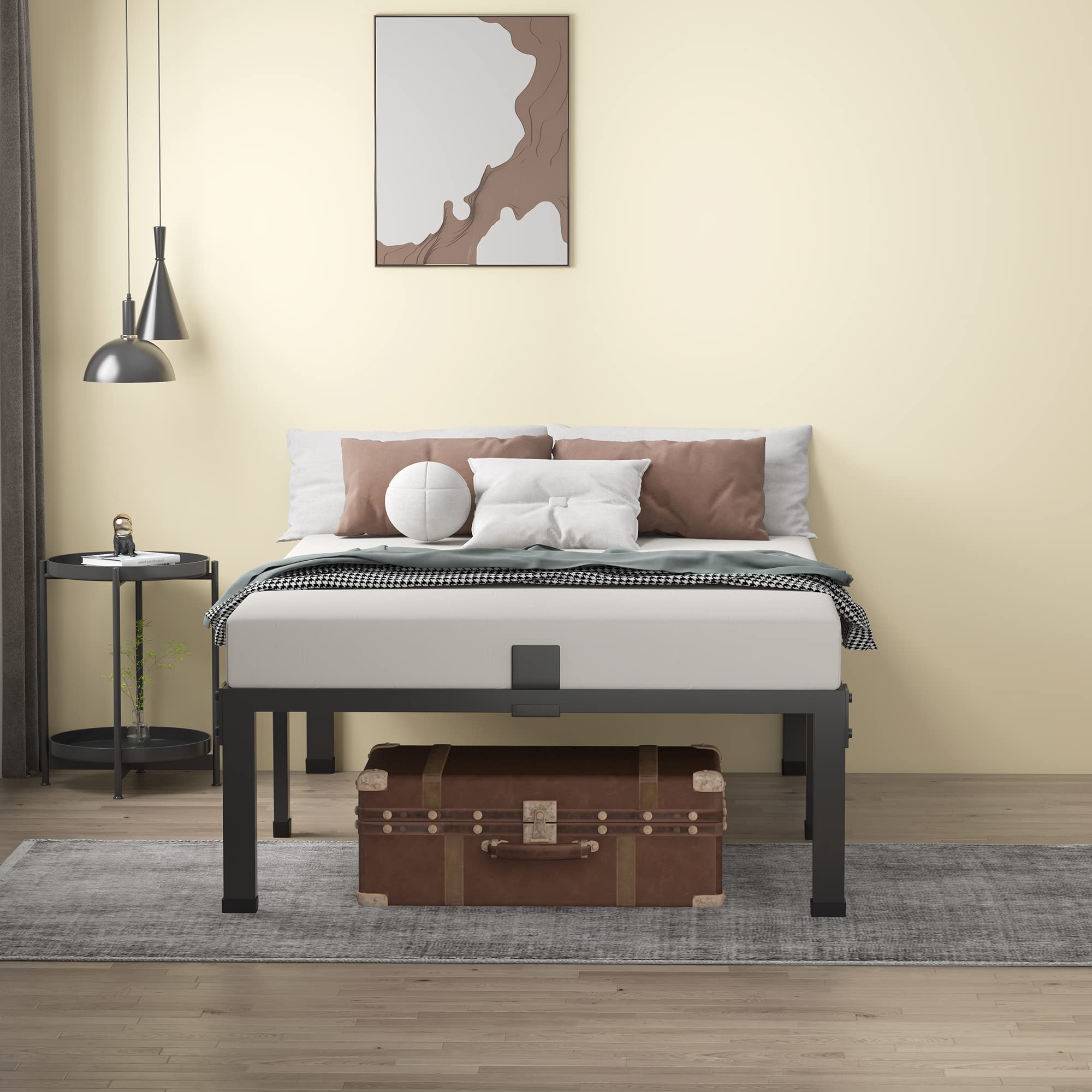 MAF 12 Inch Twin Bed Frames with Mattress Slide Stopper Black Heavy Duty Metal Platform Bed Frame Steel Slat Support, No Box Spring Needed, Noise Free, Easy Assembly