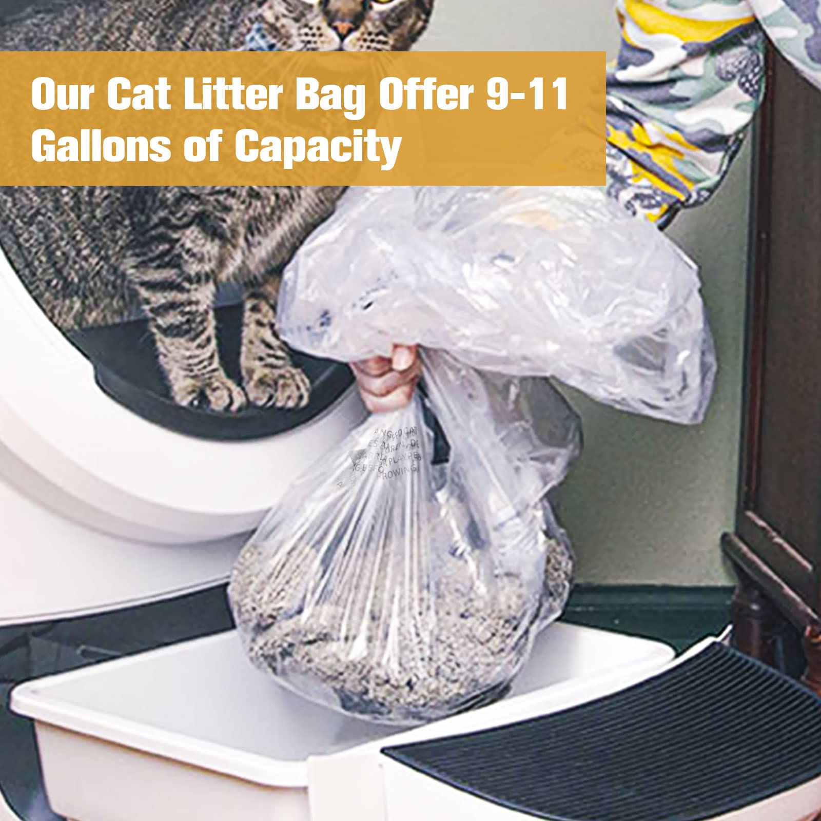 Ligebul 100 Pack Cat Robot Litter Bags for Litter R-obot 4 Waste Bags, Cat Litter Bags for Litter Box Robot 3 Waste Bags Liners Durable Litter Box Liner Replacement, 9-11 Gallons