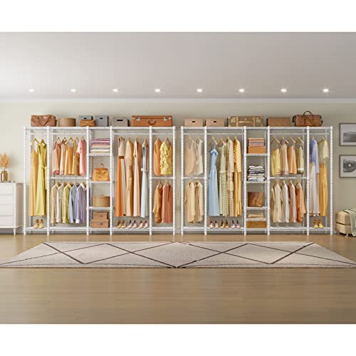 VIPEK Wire Garment Rack Heavy Duty Clothes Rack, Large Portable Wardrobe Rack Freestanding Clothing Rack Clothes Storage Organizer Closet for Bedroom, 89.8" Lx15.7 Wx76.4 H, Max Load 1300lbs, White
