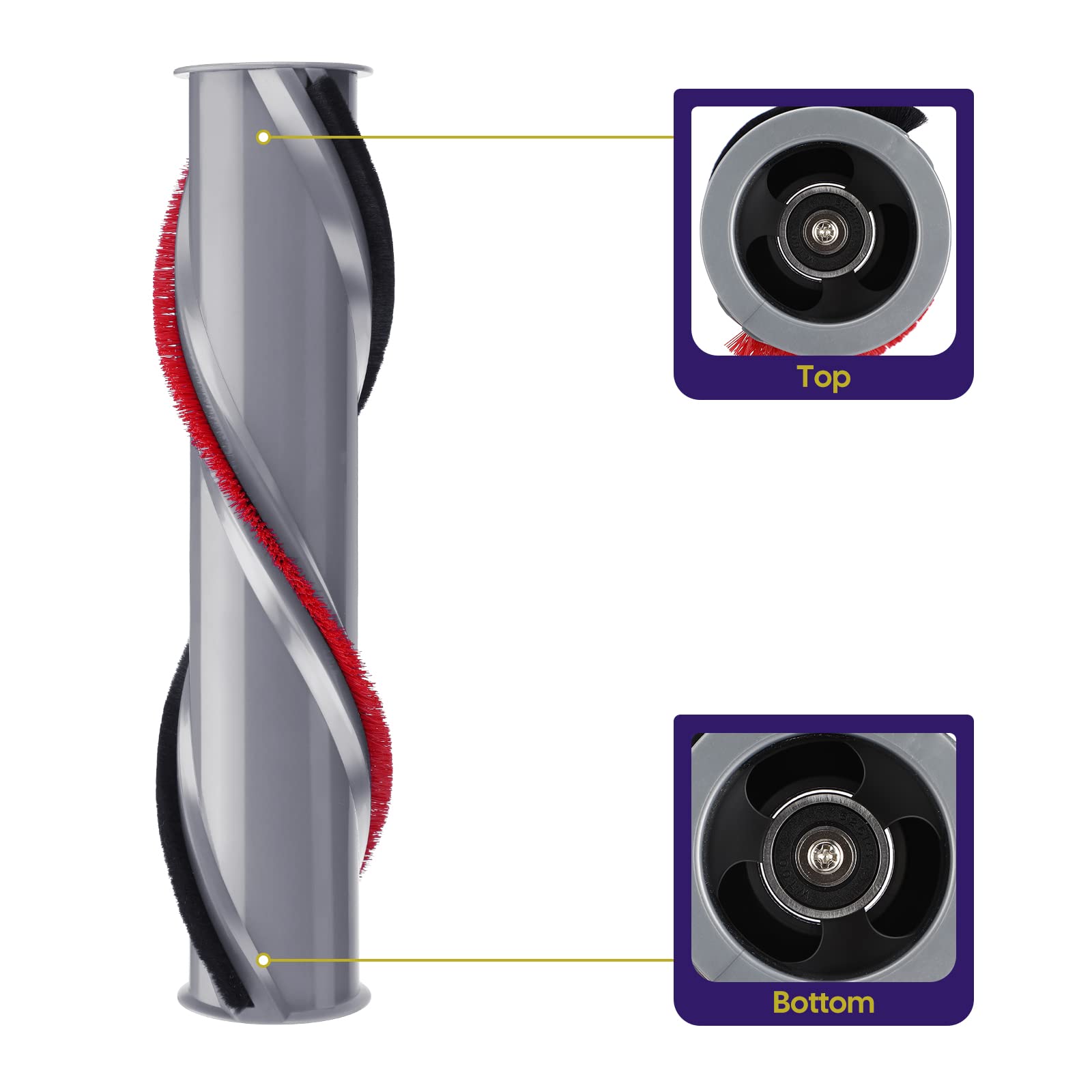 WIOR Roller Brush Roll Bar Replacement Compatible with Dyson V11 Cordless Vacuum Cleaner, Brushroll Roller Brush Replacement Attachment for Dyson V11 Cleaner Head Brush Part No. 970135-01, 970100-05