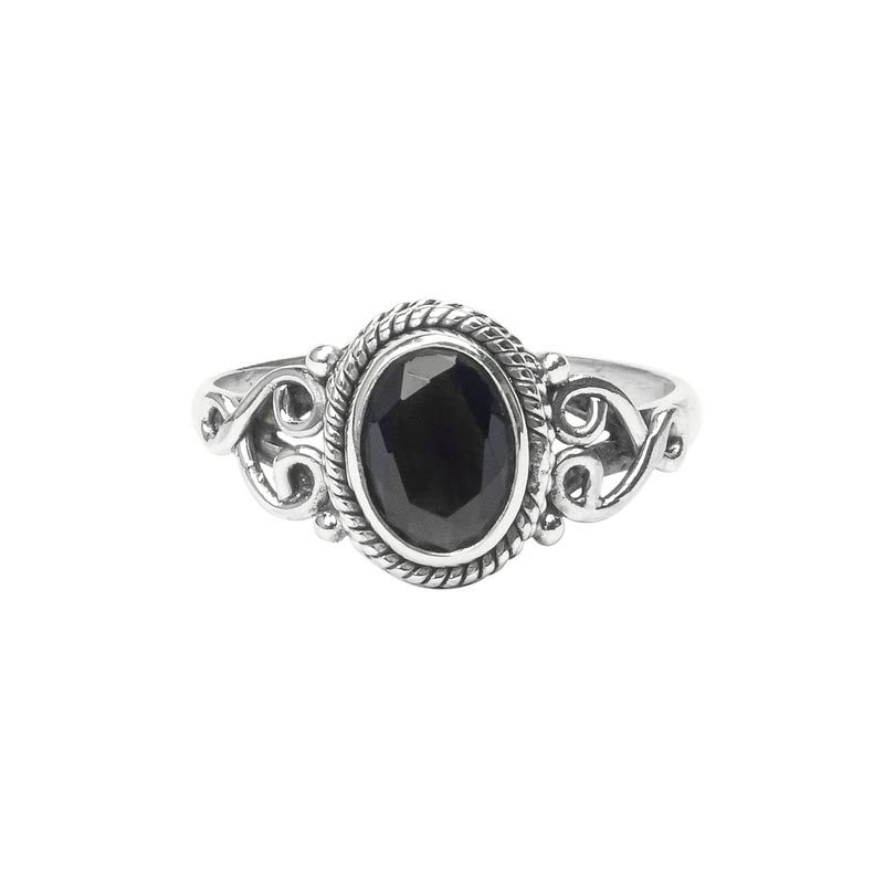 Black Tourmaline Stone Ring 925 Sterling Silver Statement Ring For Women Handmade Rings Gemstone Christmas Promise Ring Size US 10 Gift For Her
