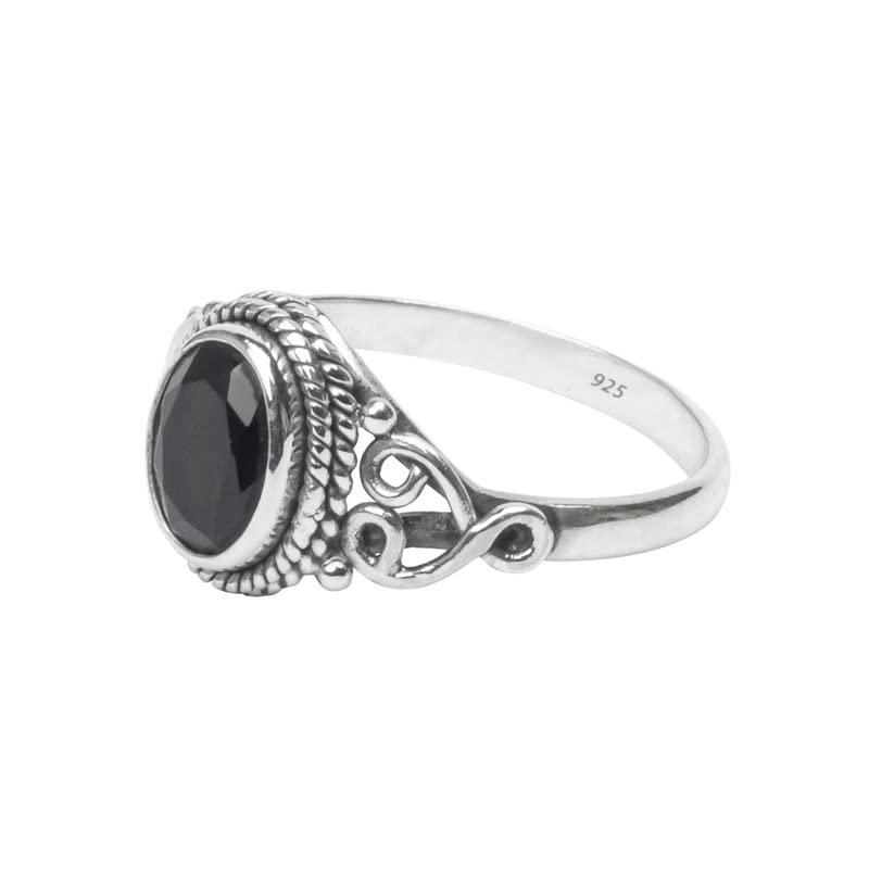 Black Tourmaline Stone Ring 925 Sterling Silver Statement Ring For Women Handmade Rings Gemstone Christmas Promise Ring Size US 10 Gift For Her
