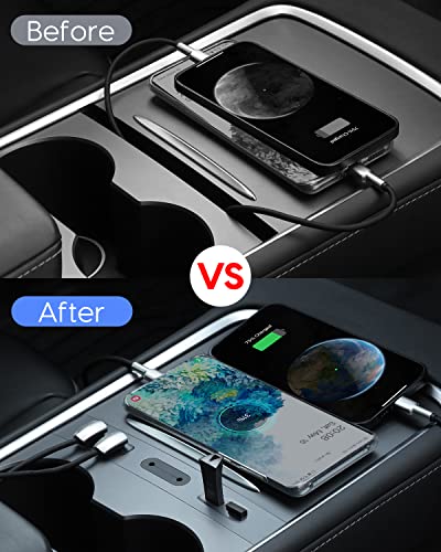ANKEWAY Car Charger Multi Port for Tesla Model 3/Y (2021-2023), Center Console USB Hub Docking Station 100% Fit for Tesla Model 3/Y, Model 3 & Model Y Accessories, Tesla Accessories