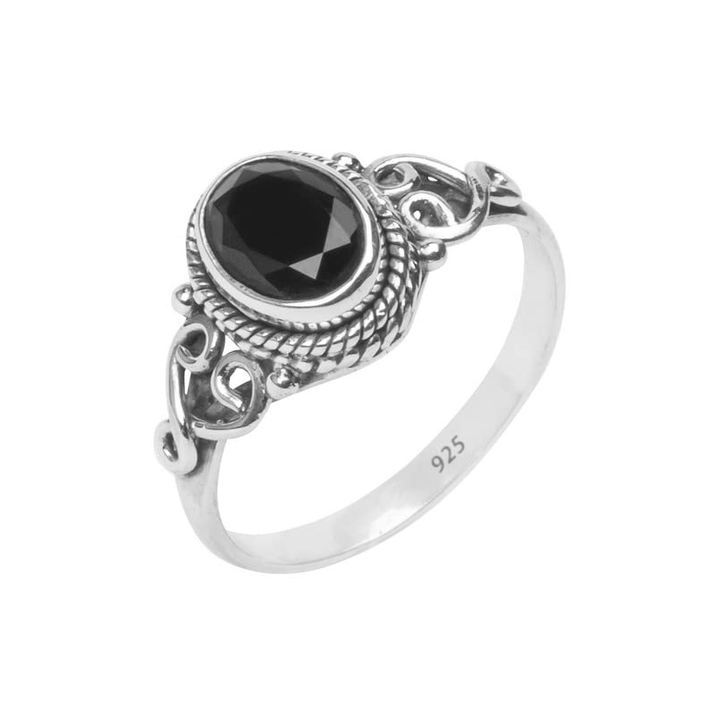Black Tourmaline Stone Ring 925 Sterling Silver Statement Ring For Women Handmade Rings Gemstone Christmas Promise Ring Size US 10 Gift For Her