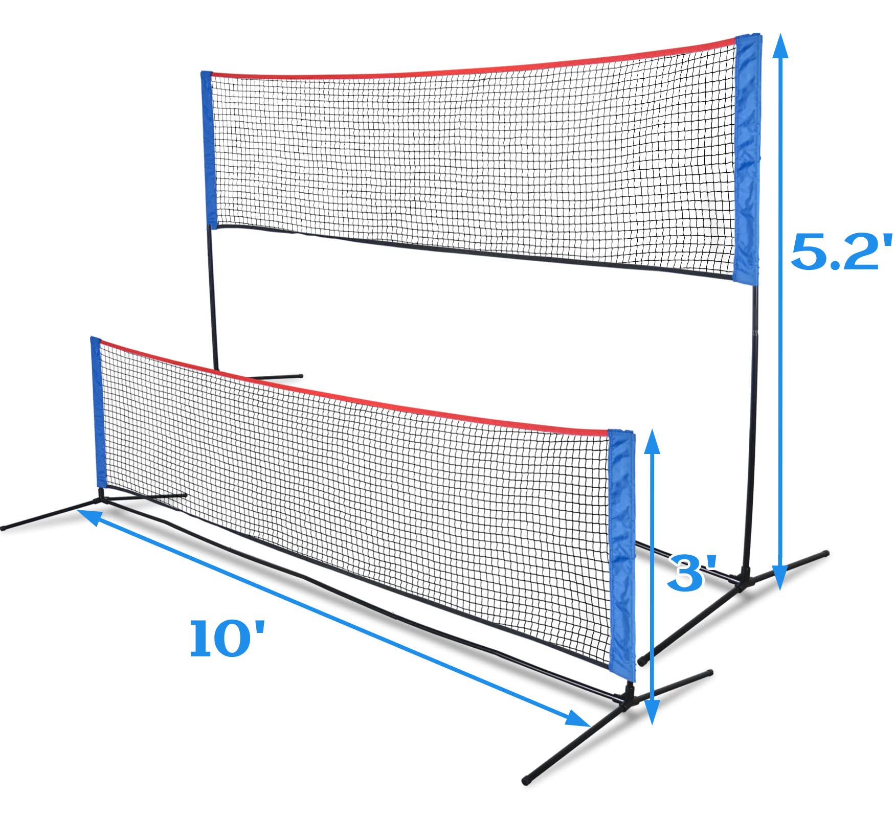 Volleyball Net with Poles 10FT Portable Volleyball Net Height Adjustable for Outdoor Backyard