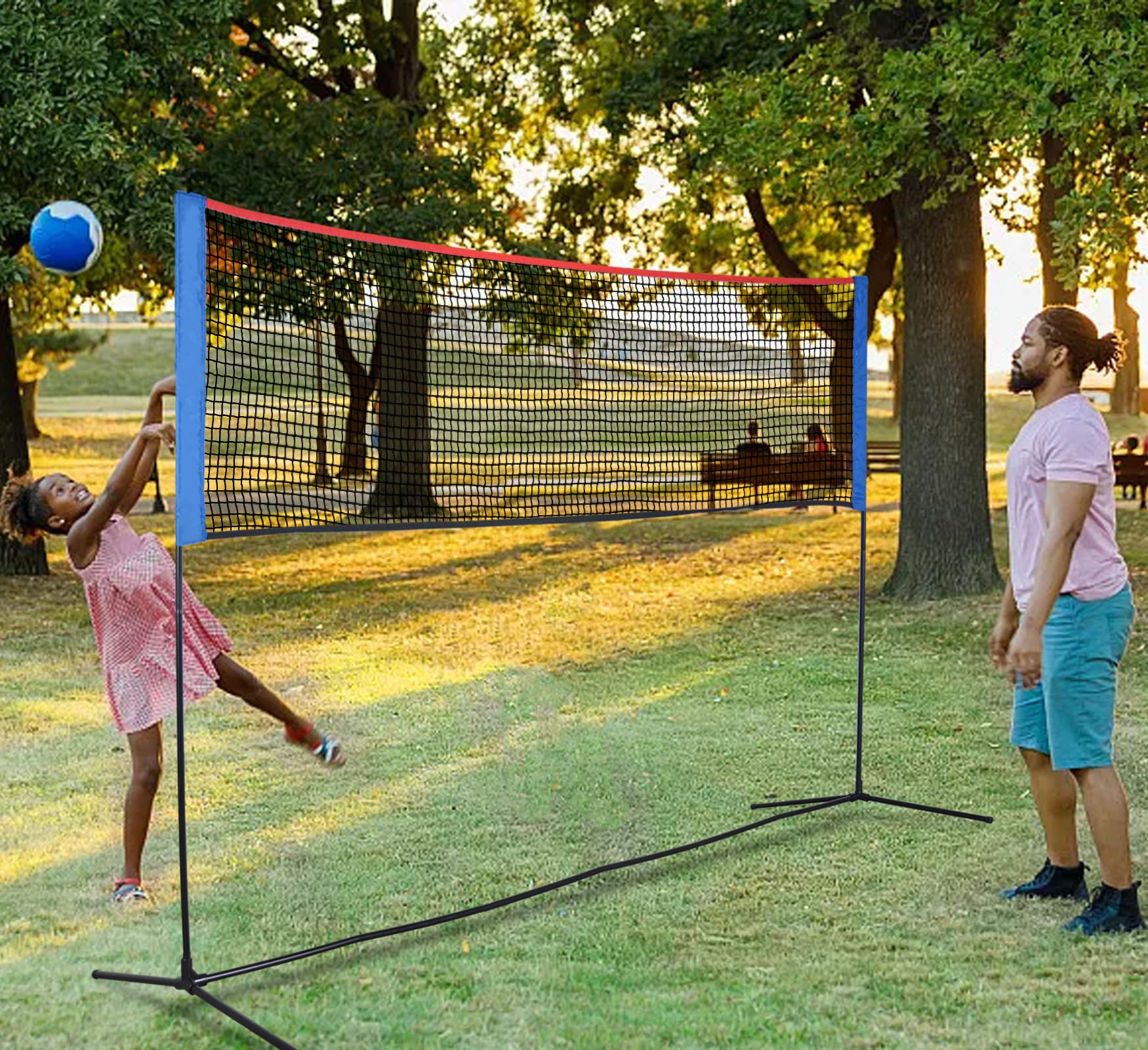 Volleyball Net with Poles 10FT Portable Volleyball Net Height Adjustable for Outdoor Backyard