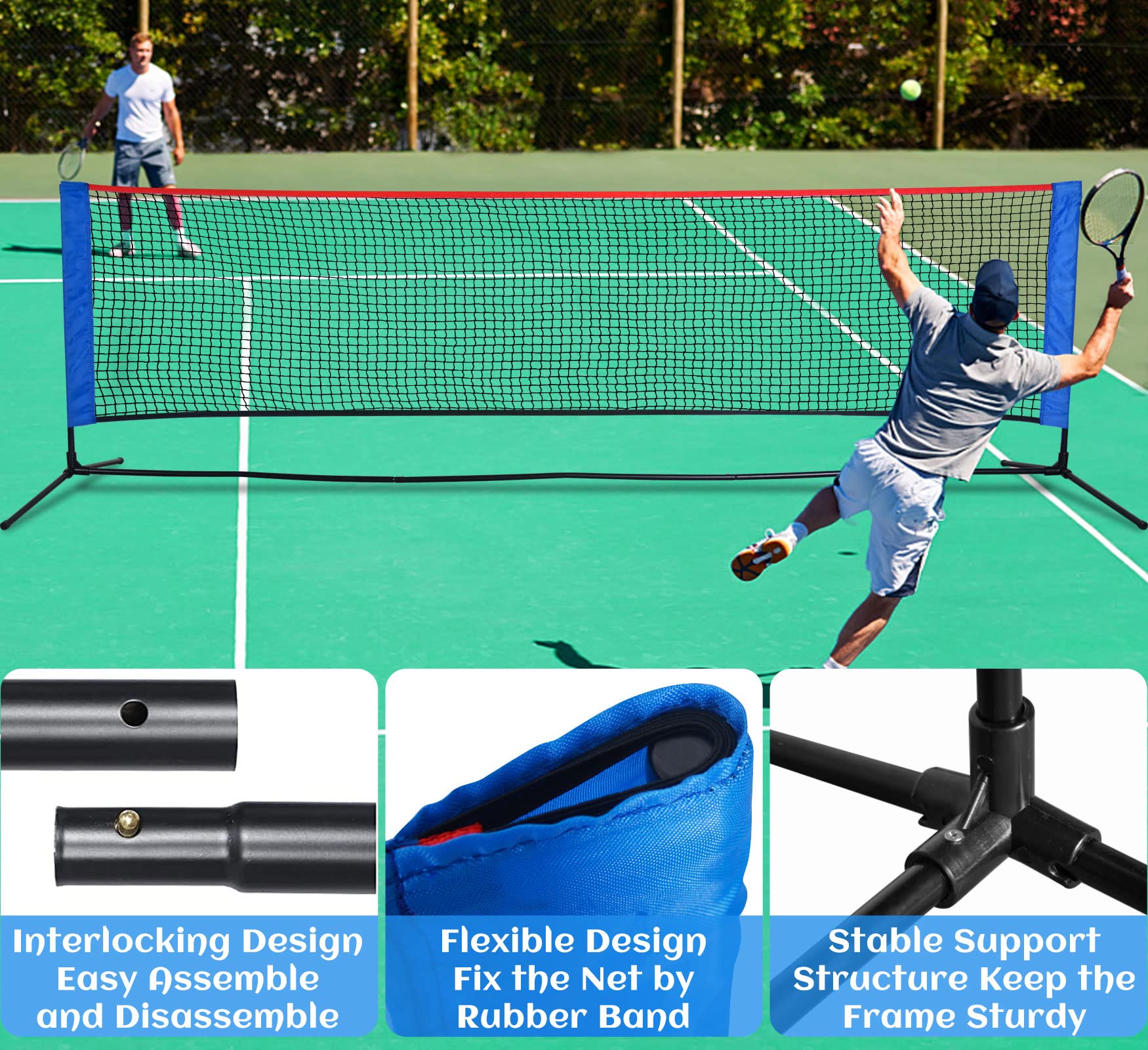Volleyball Net with Poles 10FT Portable Volleyball Net Height Adjustable for Outdoor Backyard