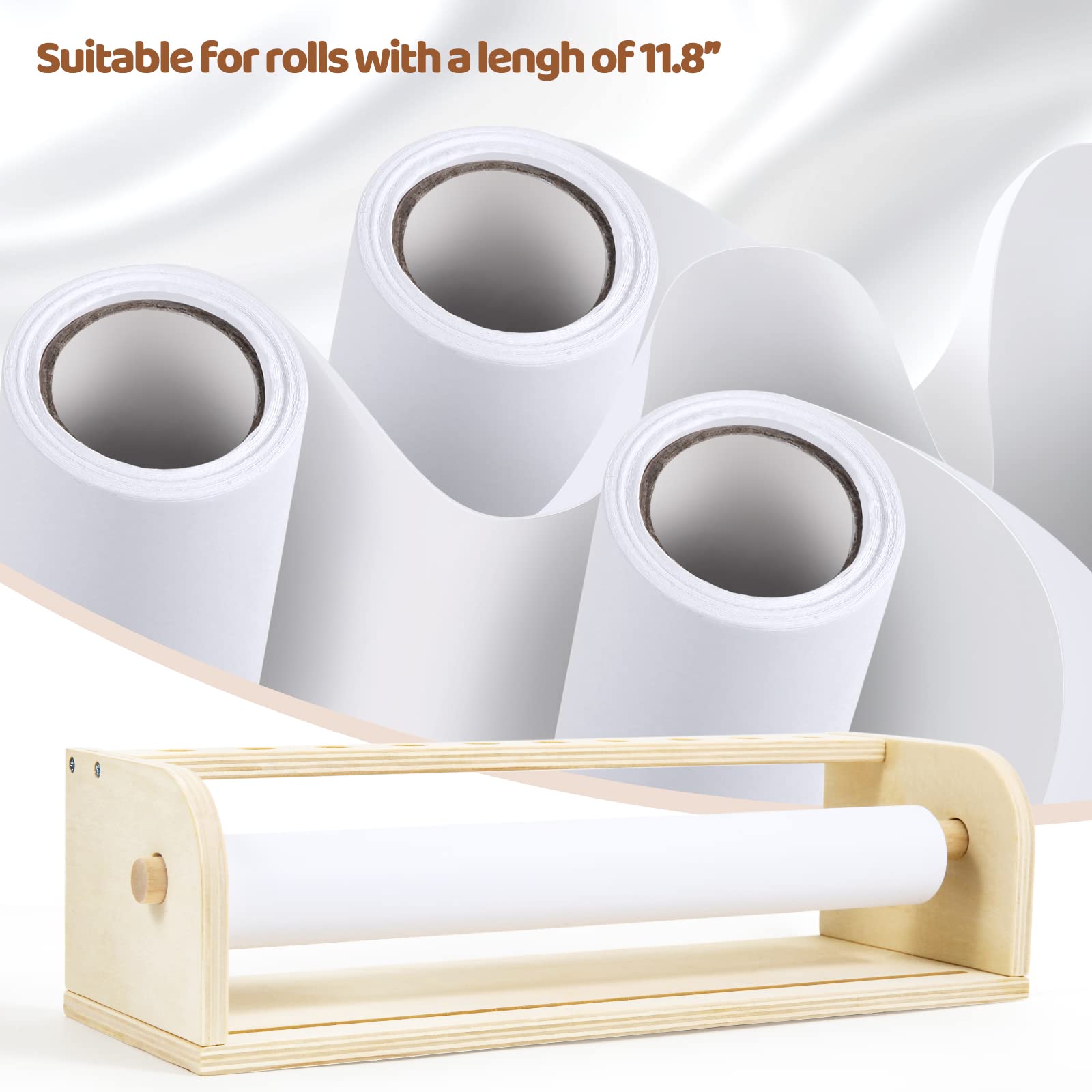 Beright Wooden Tabletop Paper Roll Dispenser, not with Paper, Suitable Size for 11.8" Width Paper Rolls, Desktop Solidwood Easel for Kids Drawing and Writing