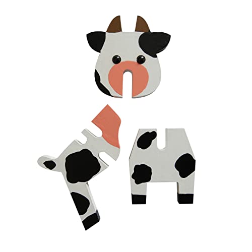 MAGIC WOOD Puzzle Eyeglass Holder Animal Sunglass Display Stand Home Office Desktop Animal Holiday Decoration Gift(Cow)