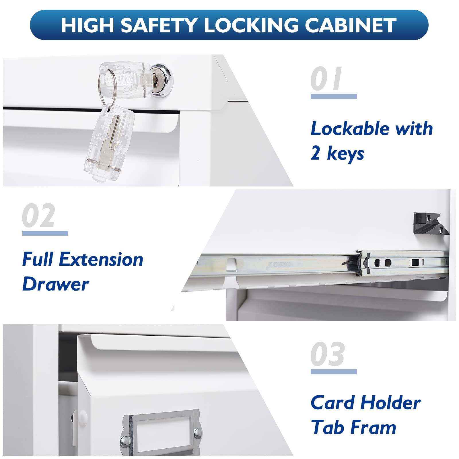 AFAIF 2 Drawer File Cabinet with Lock, Cabinets for Home Office,18/'' Deep Vertical Metal White Office Storage Organizer Letter/Legal / A4 F4 Size, and Folders, 2 Drawer-white