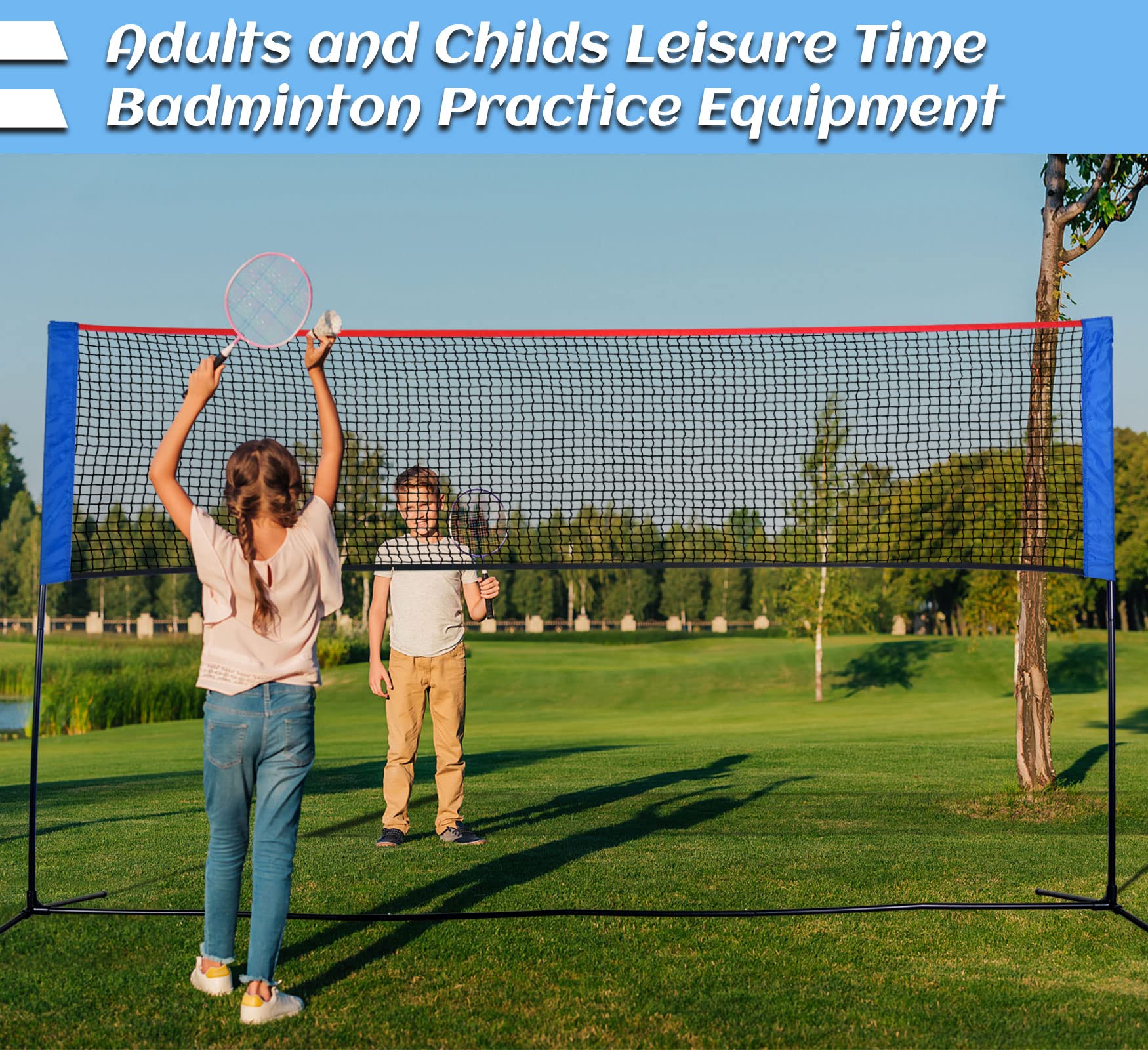 Volleyball Net with Poles 10FT Portable Volleyball Net Height Adjustable for Outdoor Backyard