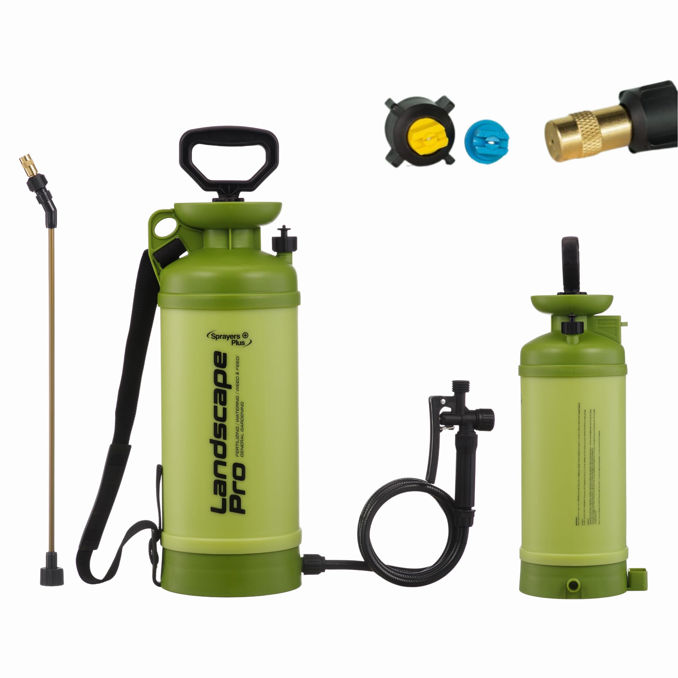 Sprayers Plus Landscape Pro Compression Sprayer- Yard Pump Sprayer 2 Gallon, Brass Nozzle, UV Inhibitor Protected Tank, Wand Holder, Drip-Free Tray, Removable Hose Connector, Garden Watering, Green