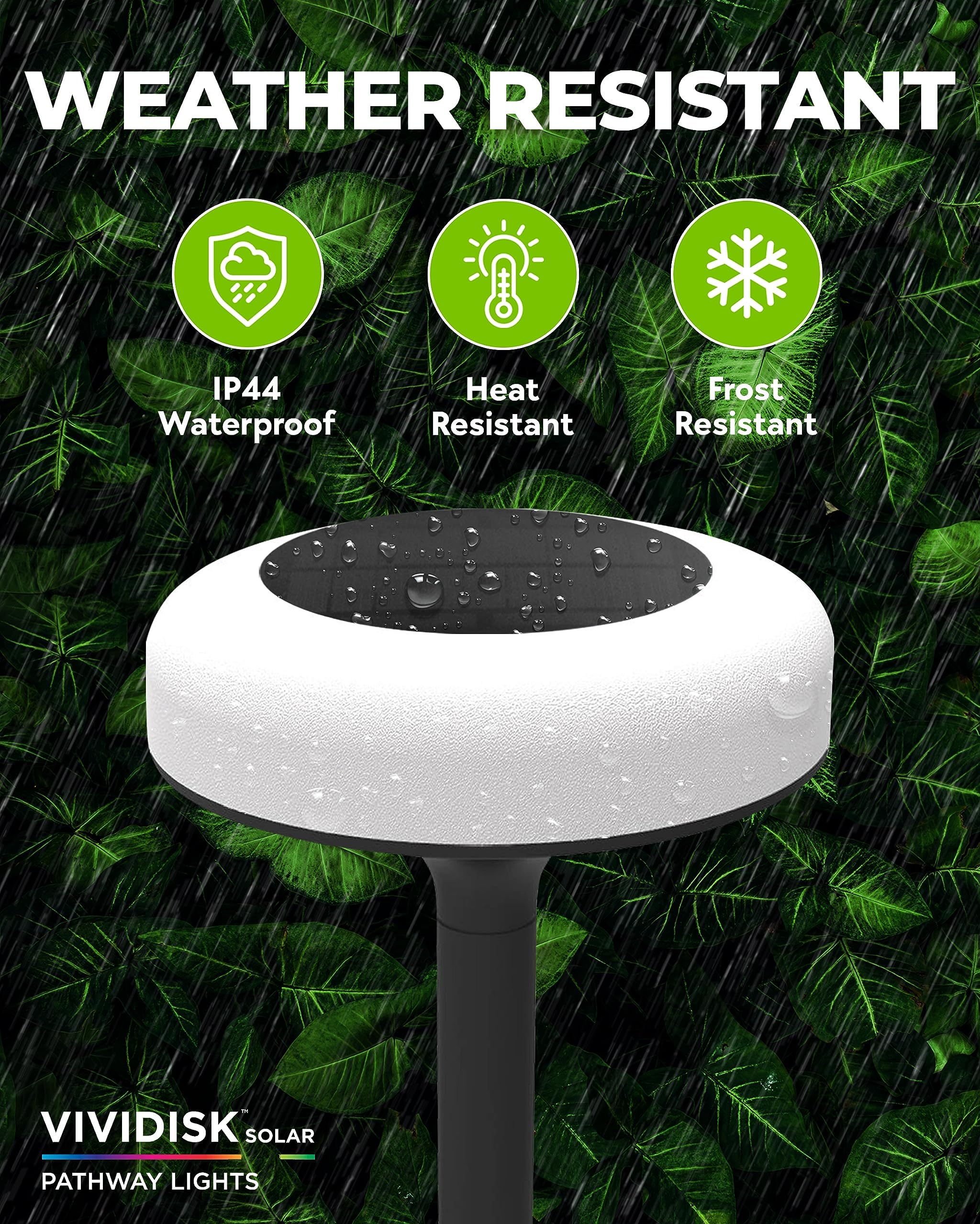 Bell+Howell VIVIDISK LED Solar Garden Lights Easy to Install Color Changing 4 Pk Solar Pathway Lights/Yard Lights, Solar Landscape Lights Solar Powered Waterproof, Lawn/Walkway/Driveway Lights…