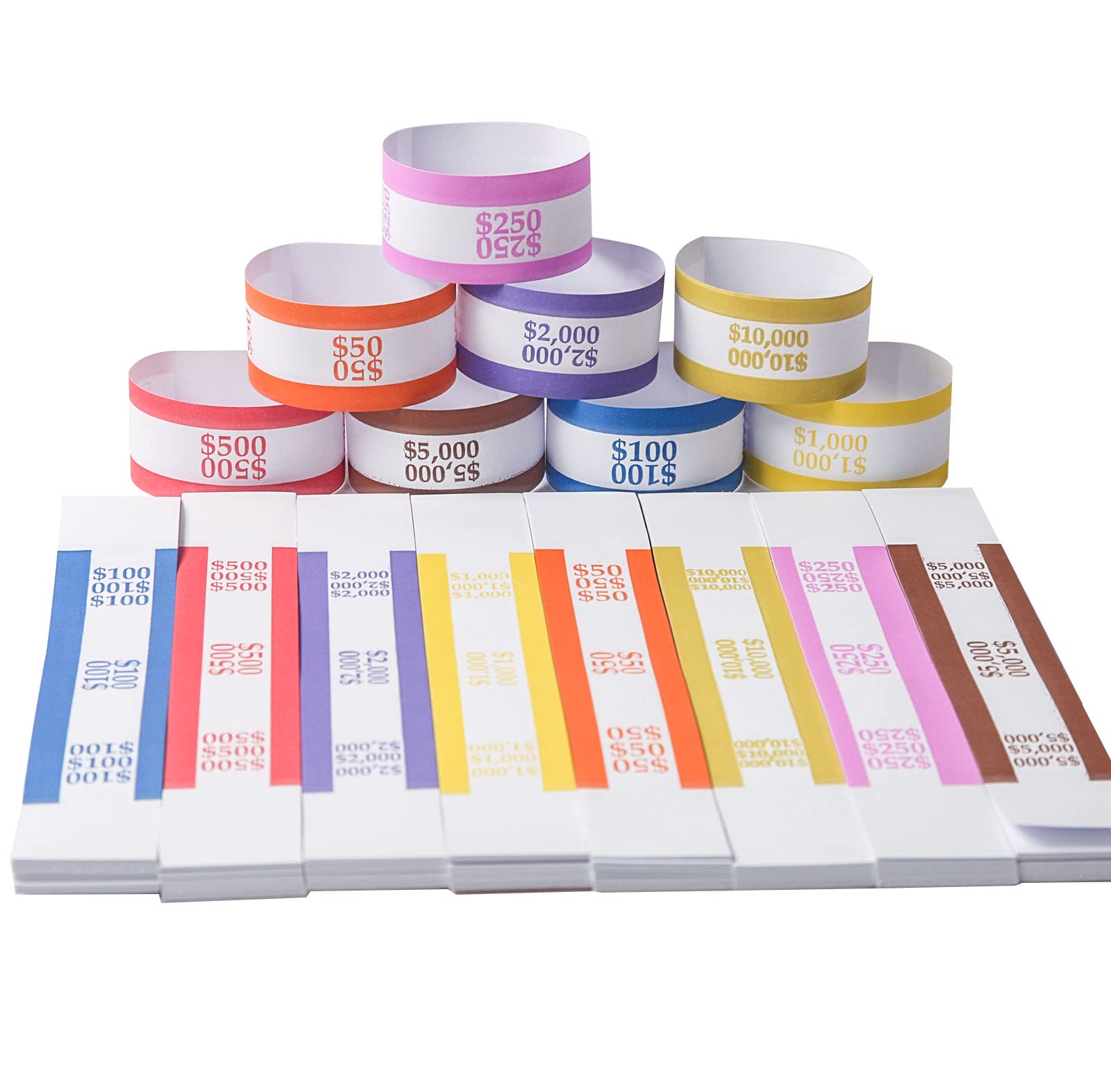NUCOUN Pack of 400 Currency Band Bundles,Self-Adhesive,Money Bands for Cash,Bills Currency Straps,Organizer Dollar