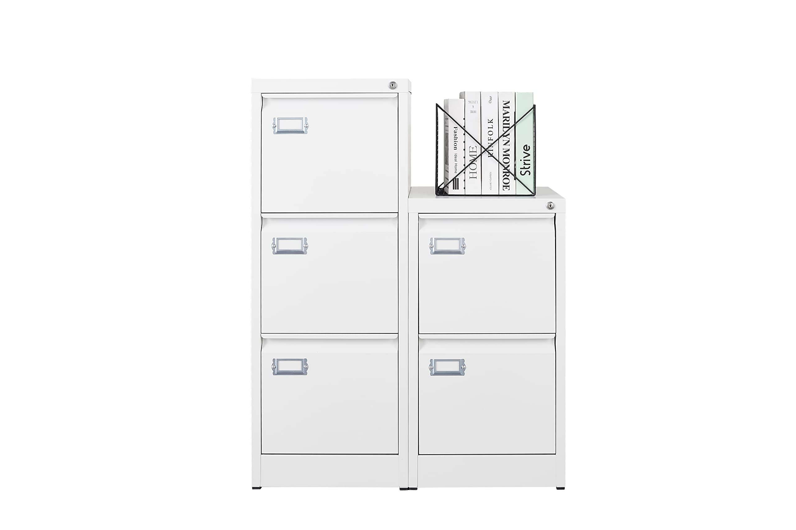 AFAIF 2 Drawer File Cabinet with Lock, Cabinets for Home Office,18/'' Deep Vertical Metal White Office Storage Organizer Letter/Legal / A4 F4 Size, and Folders, 2 Drawer-white